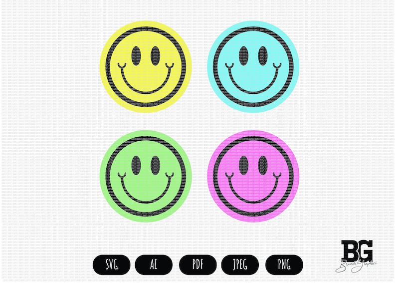 4 up Retro Smiley Faces Colors - Etsy