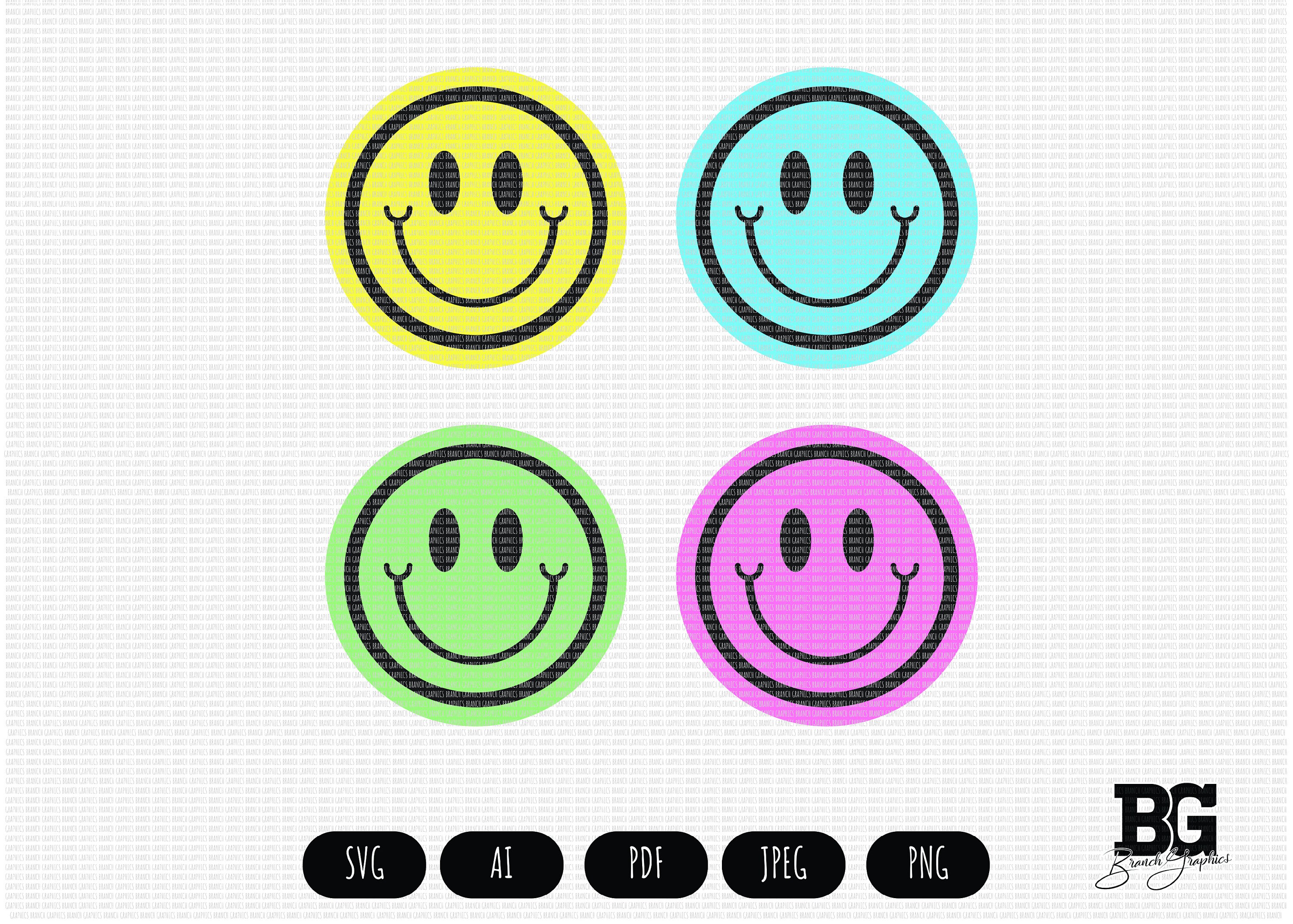 4 up Retro Smiley Faces Colors - Etsy
