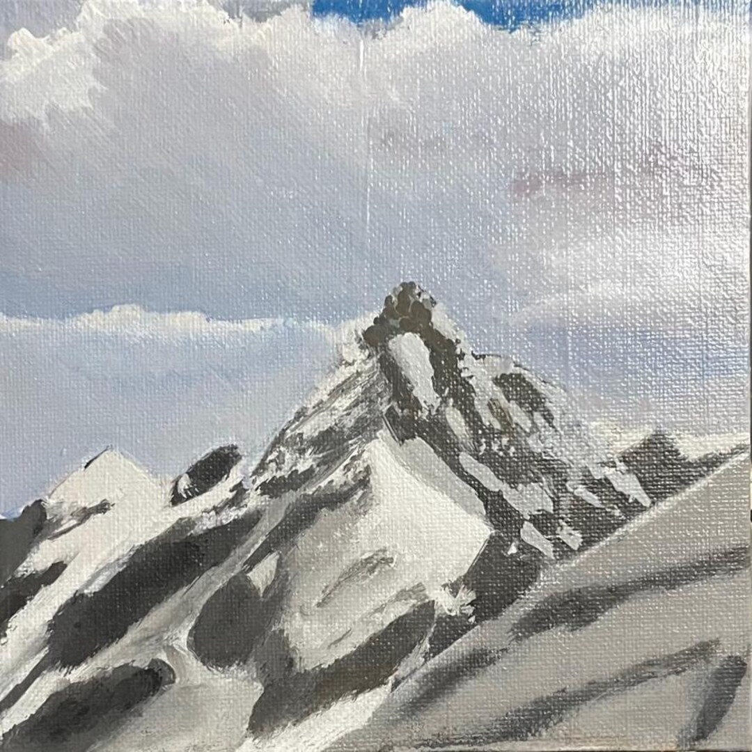 Snow Mountain Art, Winter Mountain Landscape Painting on Canvas ...