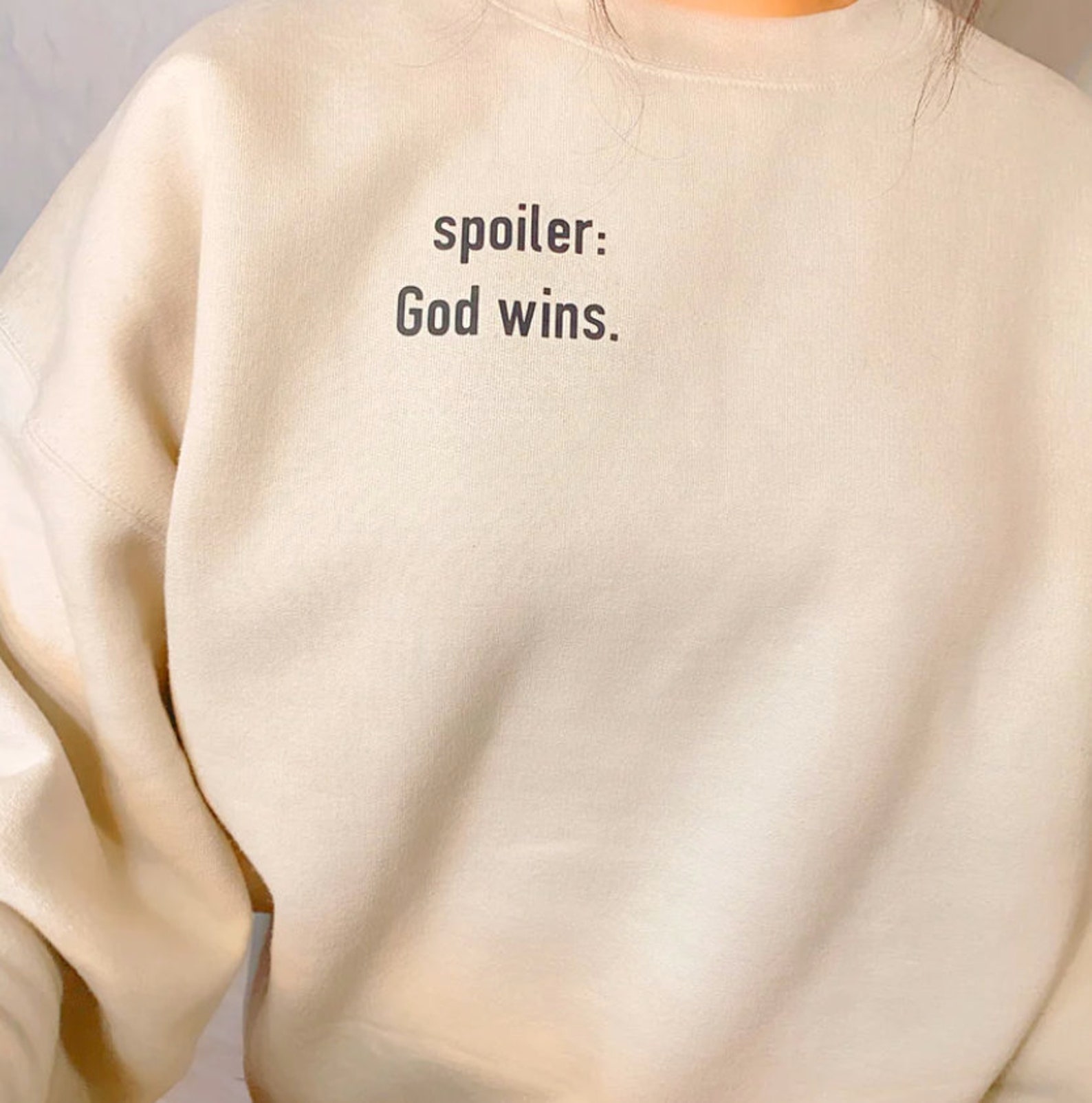 Spoiler: God Wins Christian Godly Crew, Trendy Faith Apparel, Jesus ...