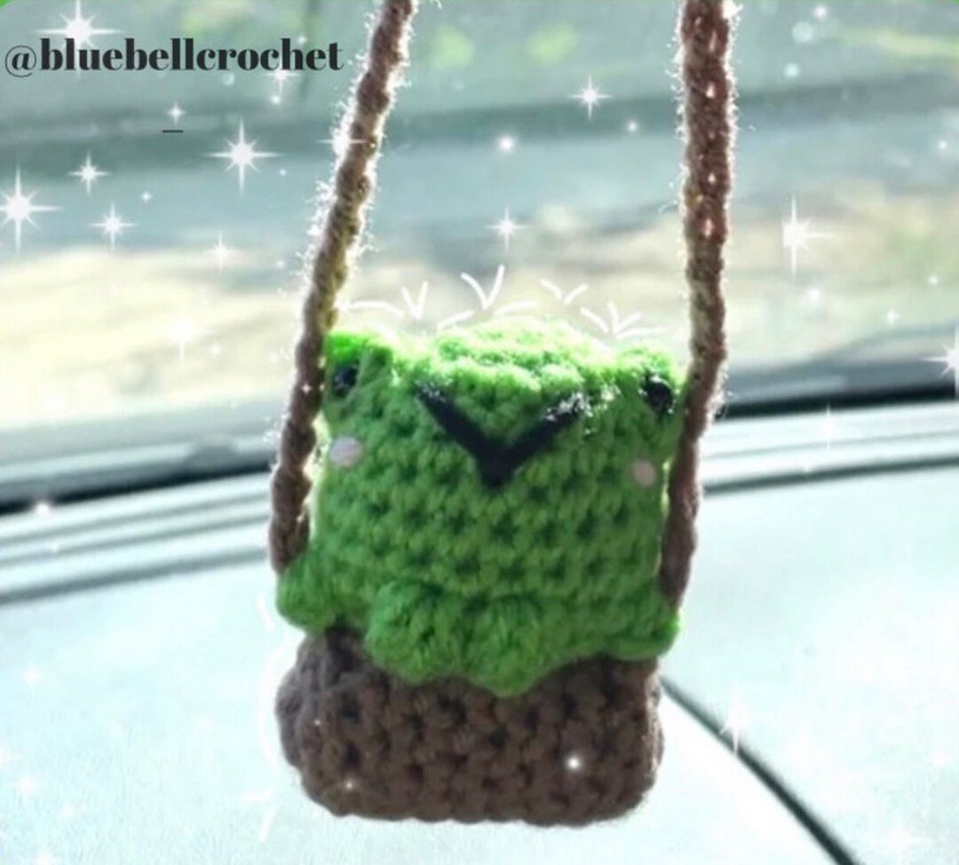 Mini Crochet Frog Rear View Mirror Decor/ Car Decor / Purse Decor ...