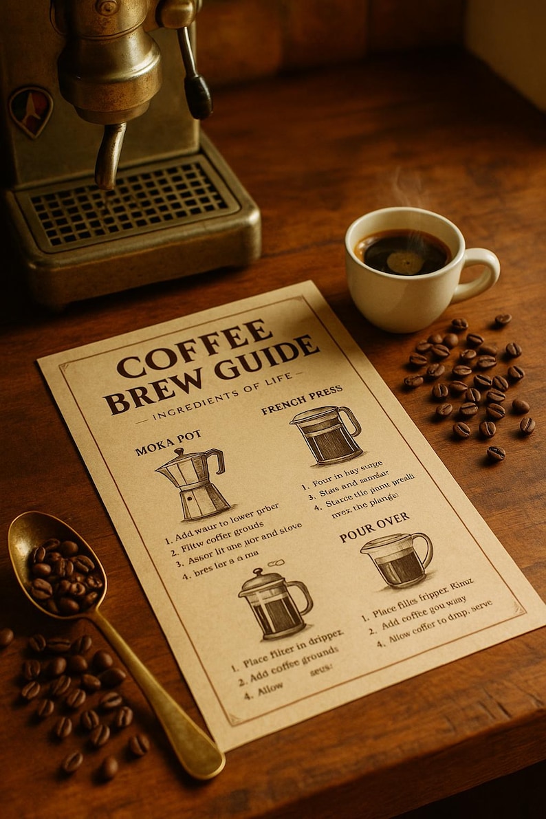 Italian Coffee Brew Guide Print: Moka Pot, French Press, Pour Over ...