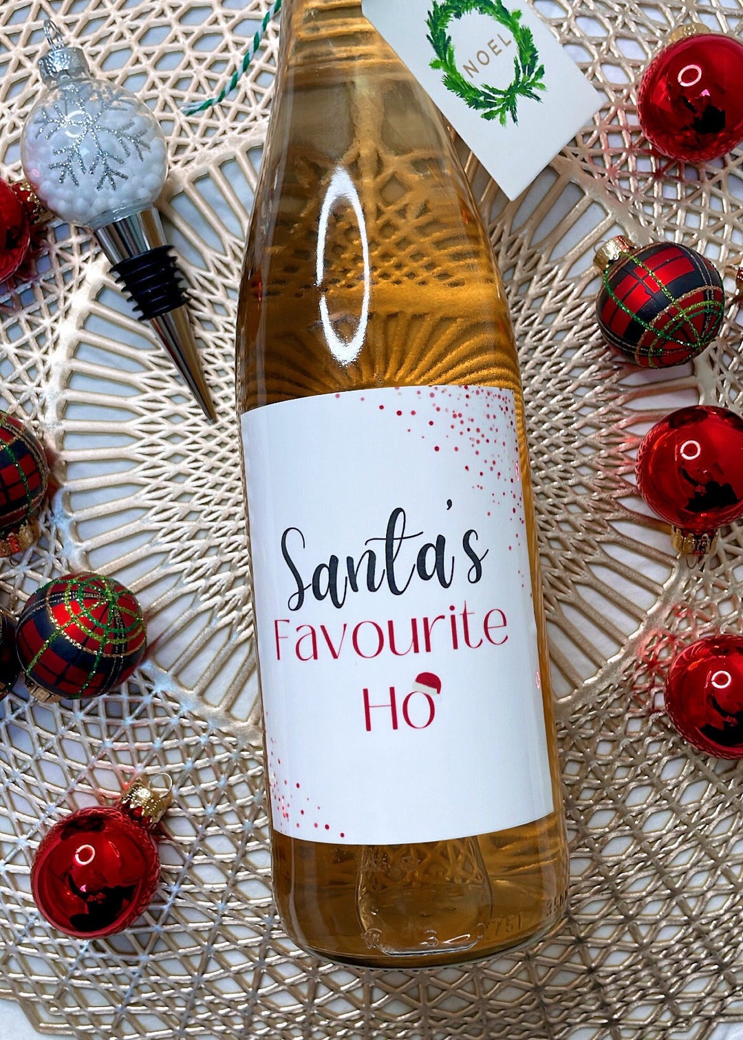 Christmas Wine Bottle Label, Holiday Party Gift, Hostess Gift, Secret ...