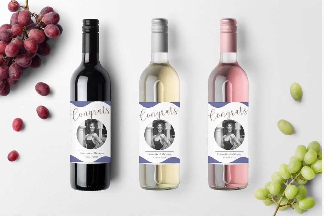 Graduation Wine Labels, Custom Photo Grad Gift, Sibling Brother Sister ...