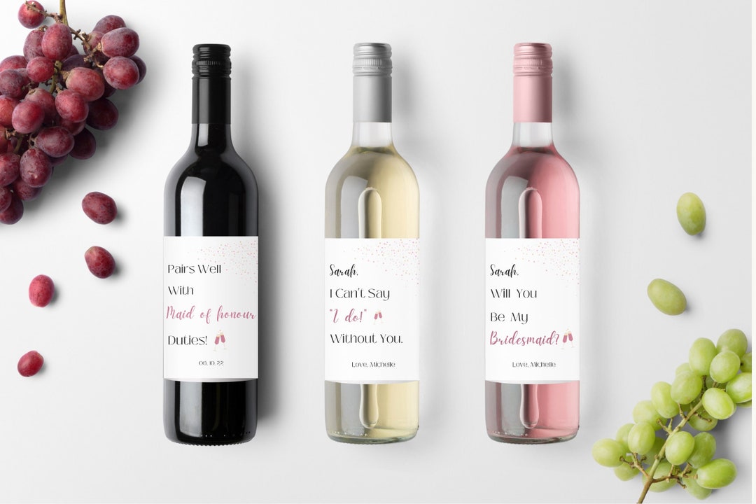 Bridesmaid Wine Bottle Label / Maid of Honour / Bridal Shower Gift ...