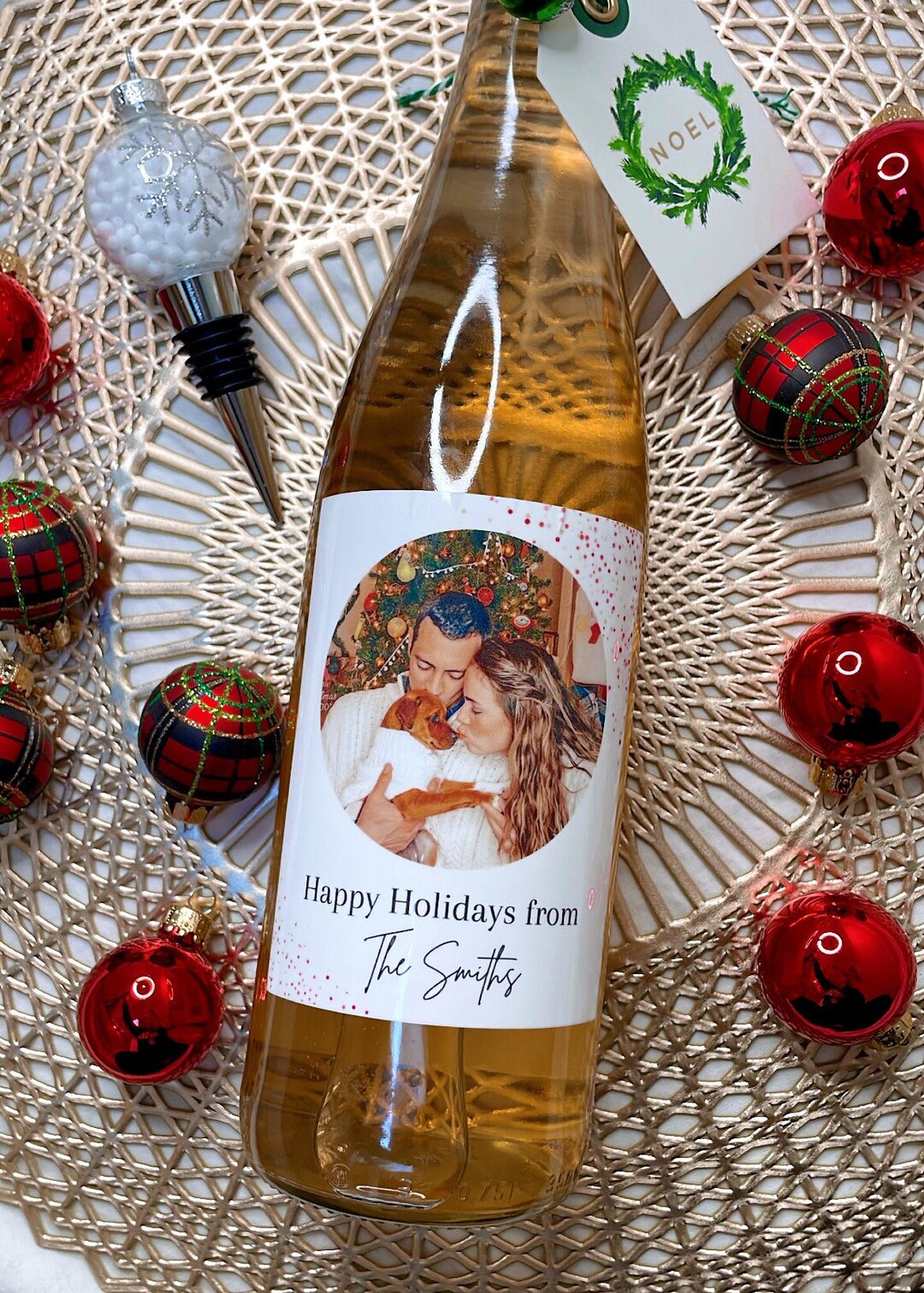 Family Christmas Wine Bottle Label, Holiday Party Gift, Hostess Gift ...