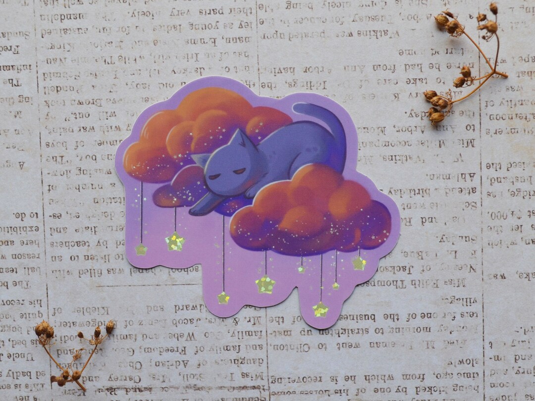 Sleeping Cat Sticker | Gift for Cat Parents | Waterproof Sticker for ...