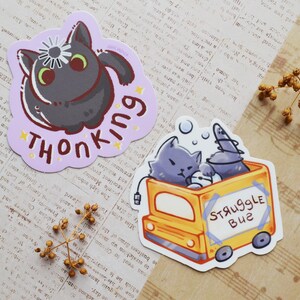 Thinking Thonking Cat Sticker | Loading Icon | Sticker for Waterbottle ...