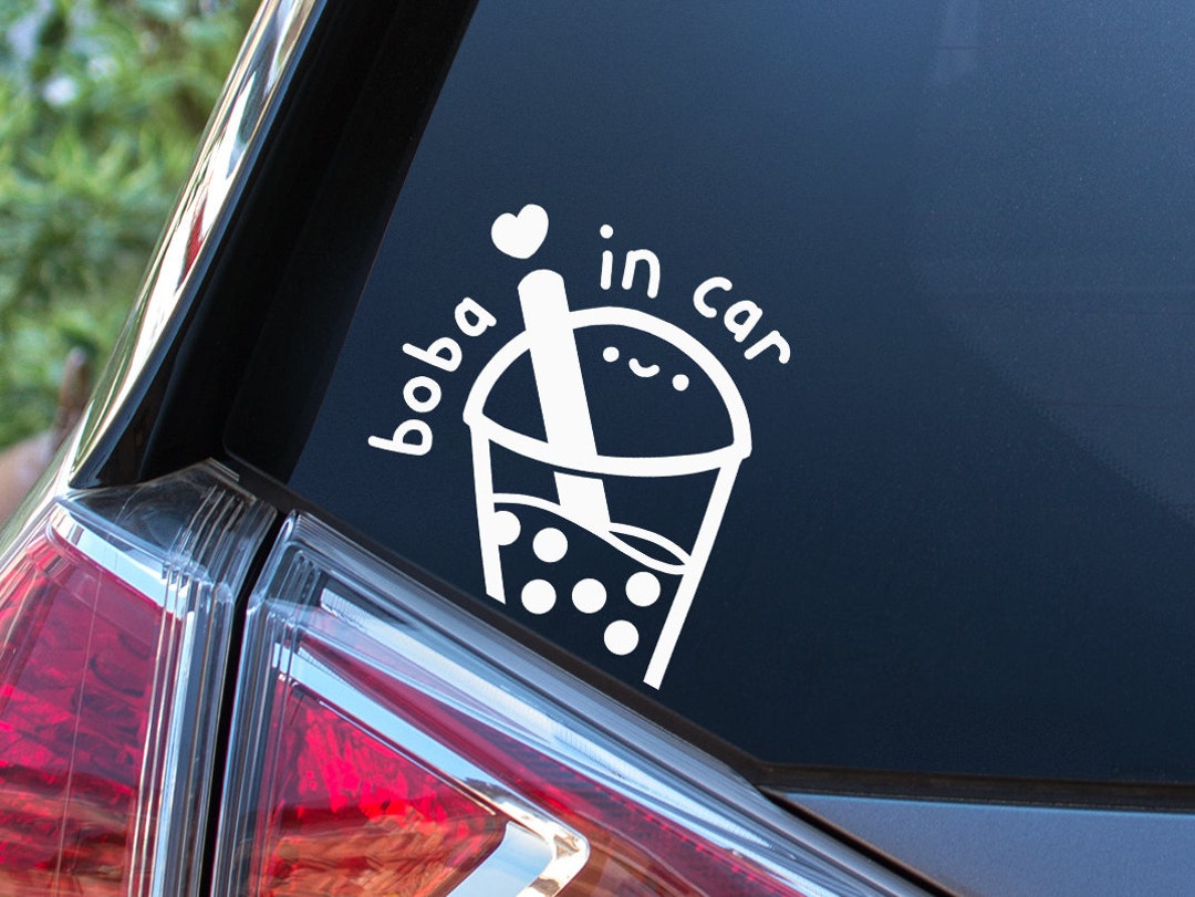 Boba in Car Vinyl Decal | Present for Foodies | Bubble Tea Car Decal ...