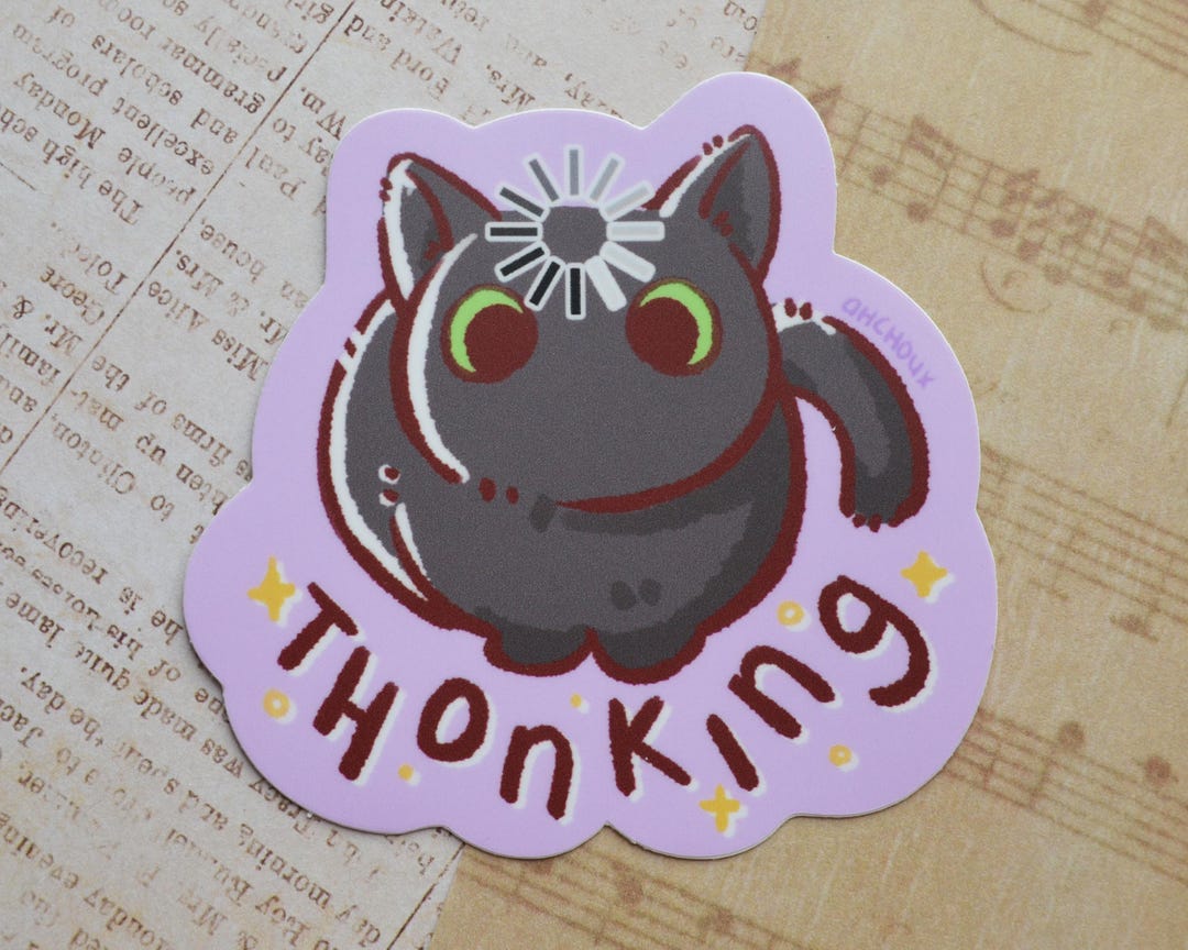Thinking Thonking Cat Sticker | Loading Icon | Sticker for Waterbottle ...