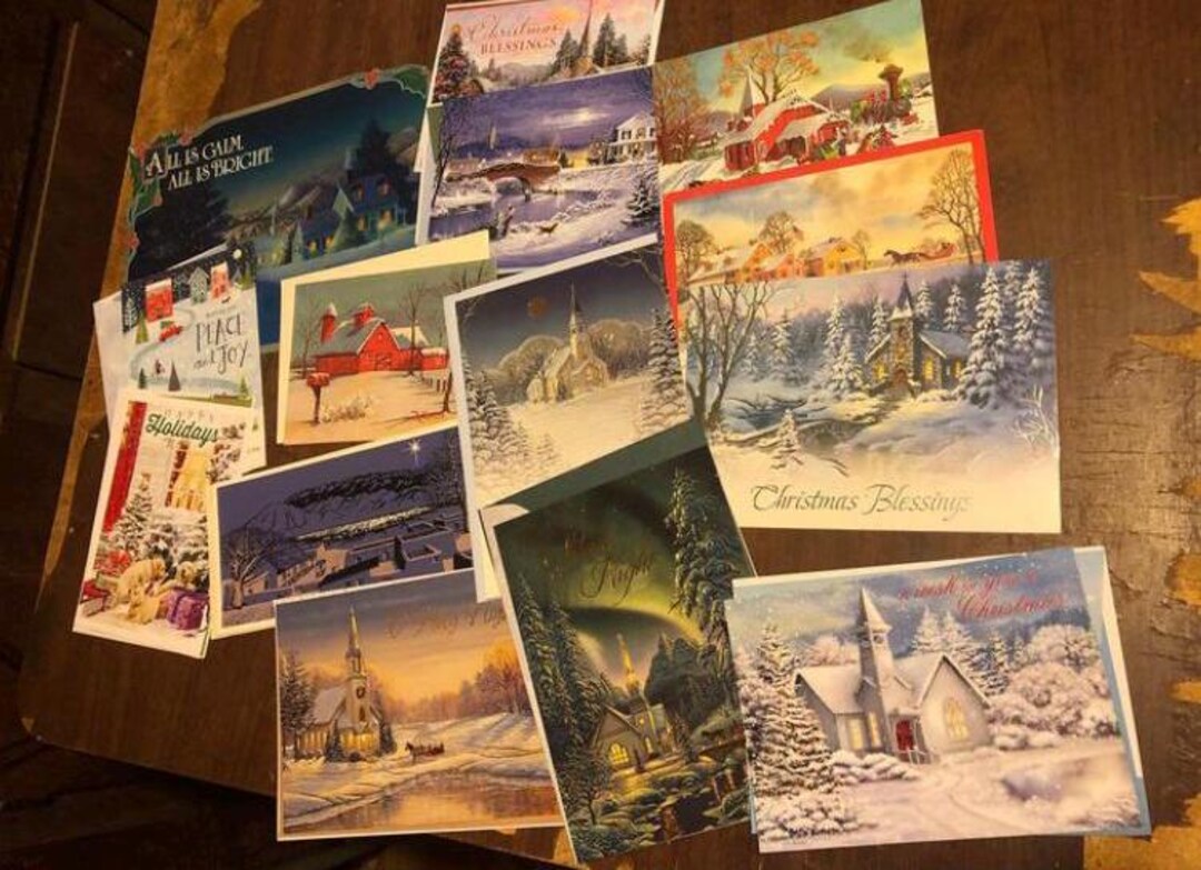 Vintage Winter Christmas Cards Bundle - Etsy