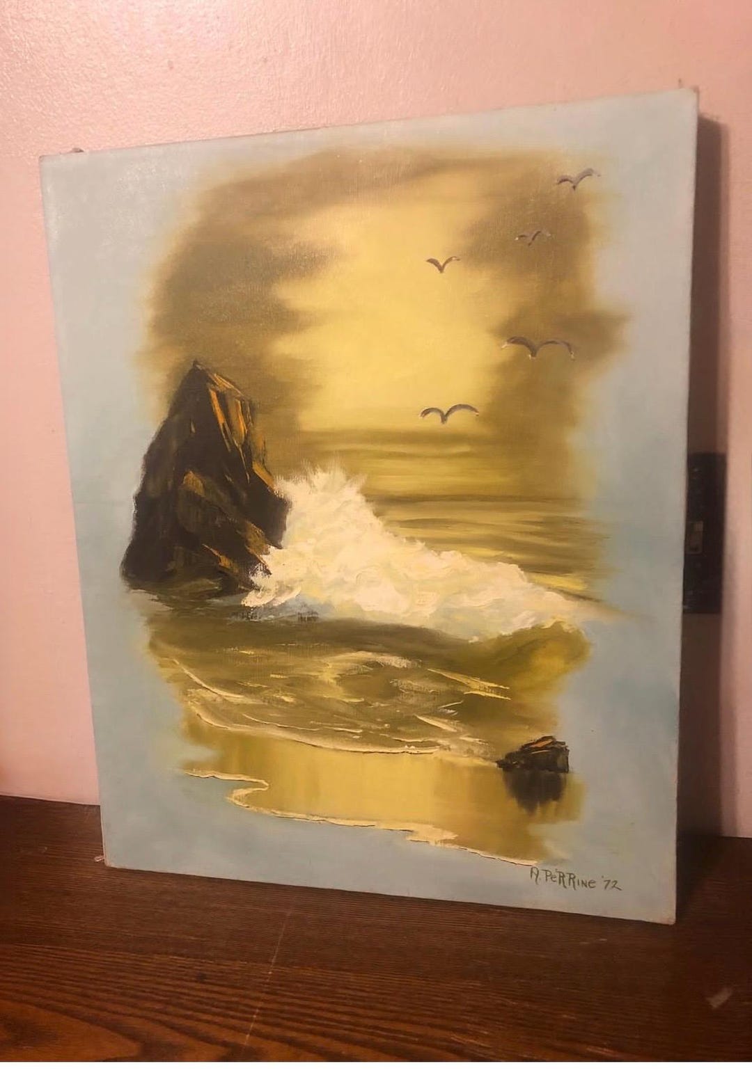 1972 Signed A. Perrine Oil on Canvas Seascape - Etsy