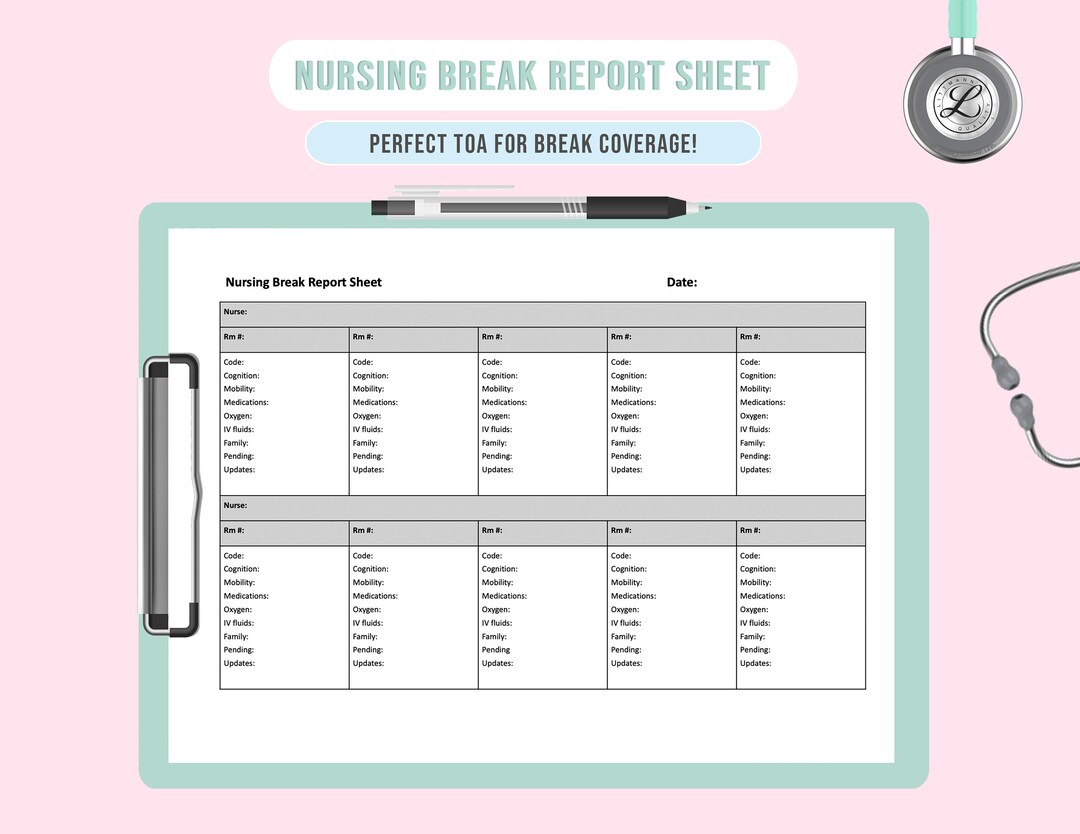 Nursing Break Report Sheet - Etsy