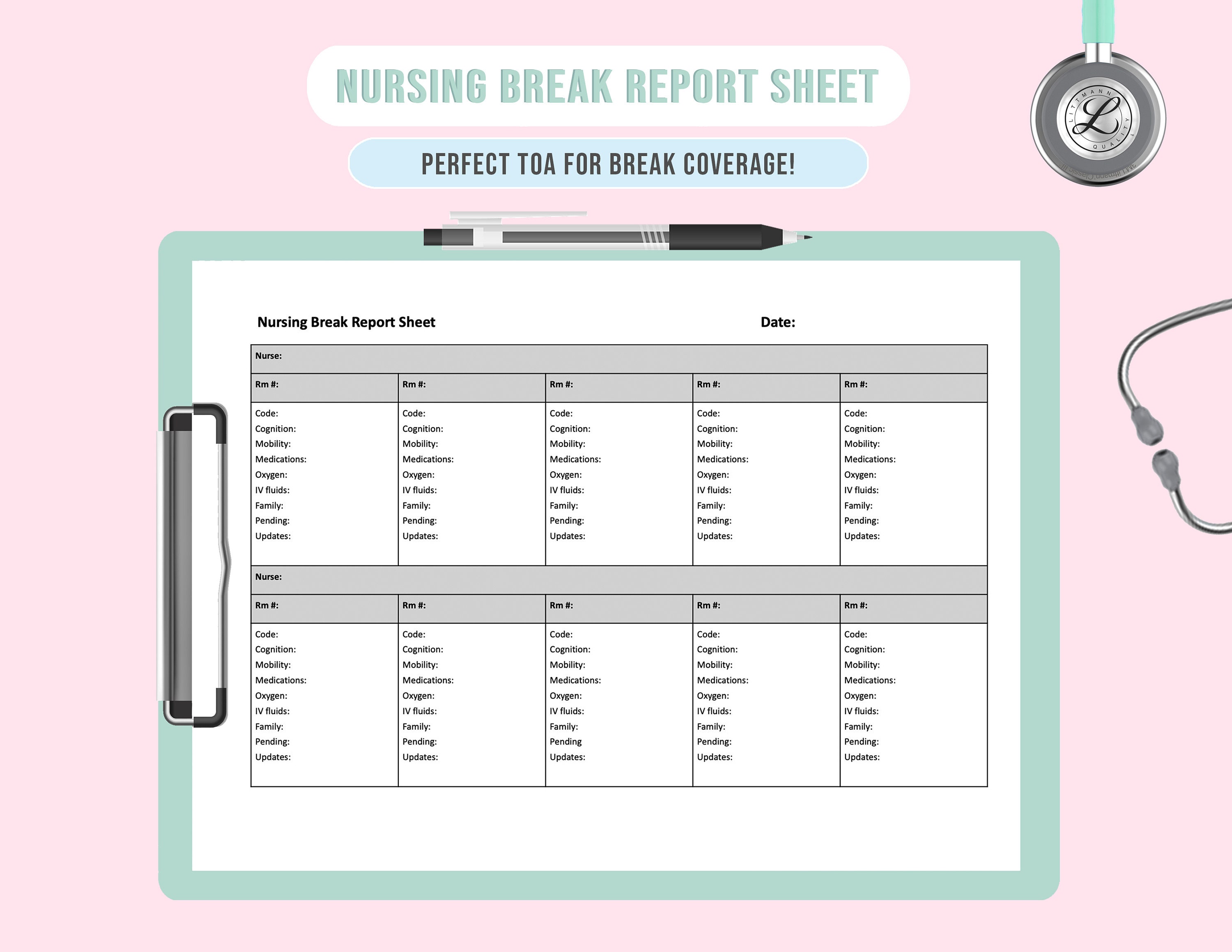 Nursing Break Report Sheet - Etsy