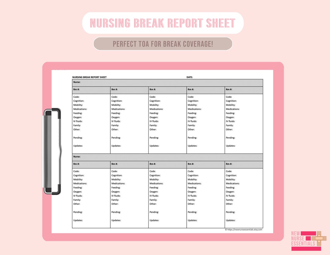 Nursing Break Report Sheet - Etsy