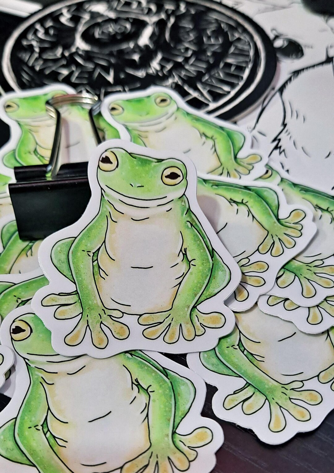 Happy Green Tree Frog Sticker: Waterproof Vinyl Decal - Etsy