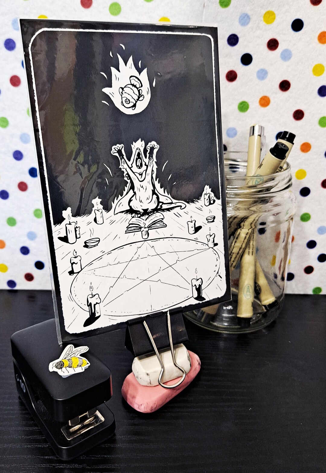 Summoner Black and White Mini Print Pagan Tarot Occult Alter Anthro ...