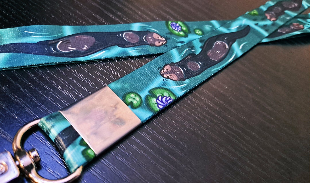Swimming Otters Lanyard | Fabric Badge Holder - Etsy