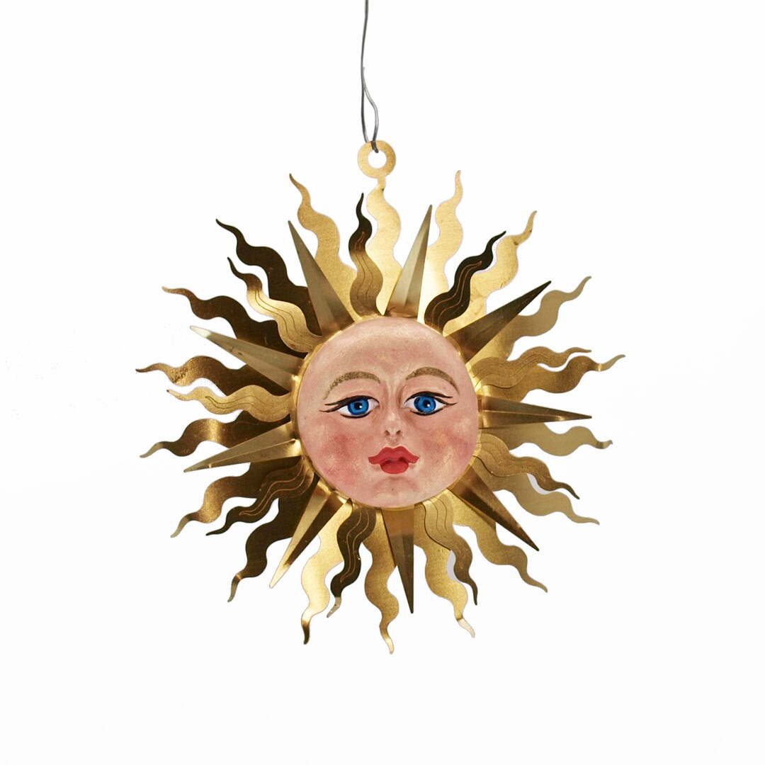 Retro Sun Ornament / Christmas Ornaments / Brass Sun Ornament ...