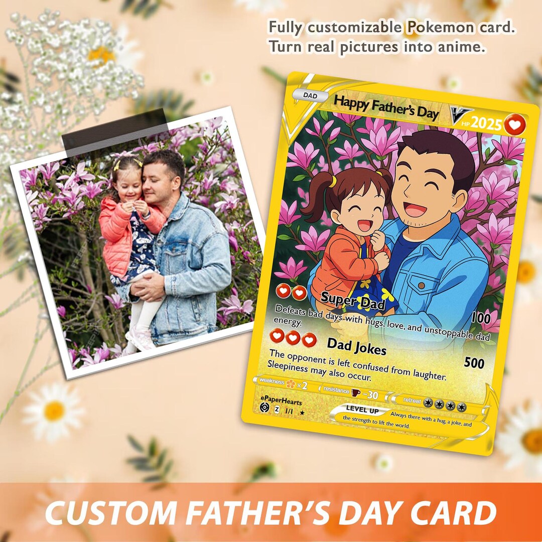 Father's Day Pokemon Card, Custom Pokemon Card, Gift for Dad, Father's ...
