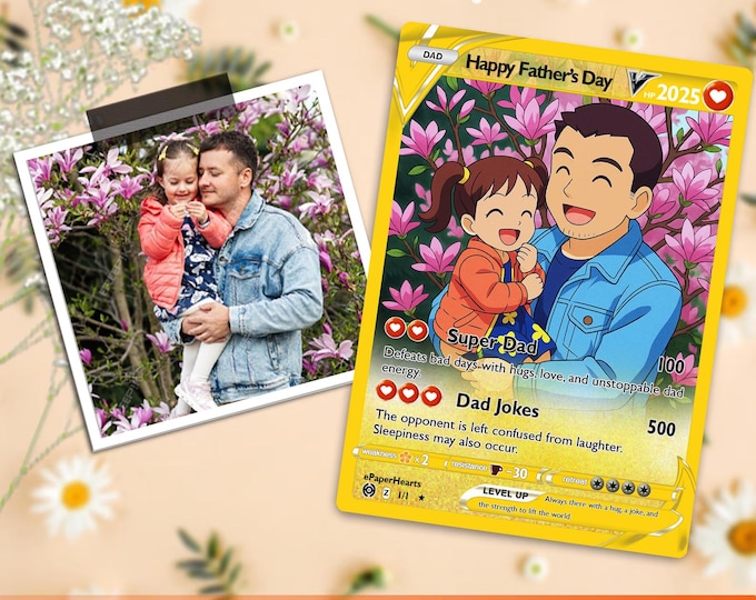 Father's Day Pokemon Card, Custom Pokemon Card, Gift for Dad, Father's ...
