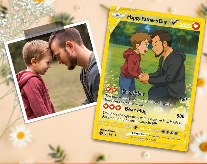 Father's Day Pokemon Card, Custom Pokemon Card, Gift for Dad, Father's ...
