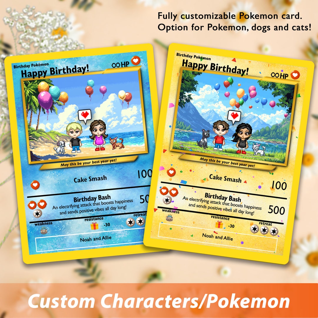 Custom Pokemon Birthday Card, Pokemon Gift, Pokemon Card, Birthday Gift ...