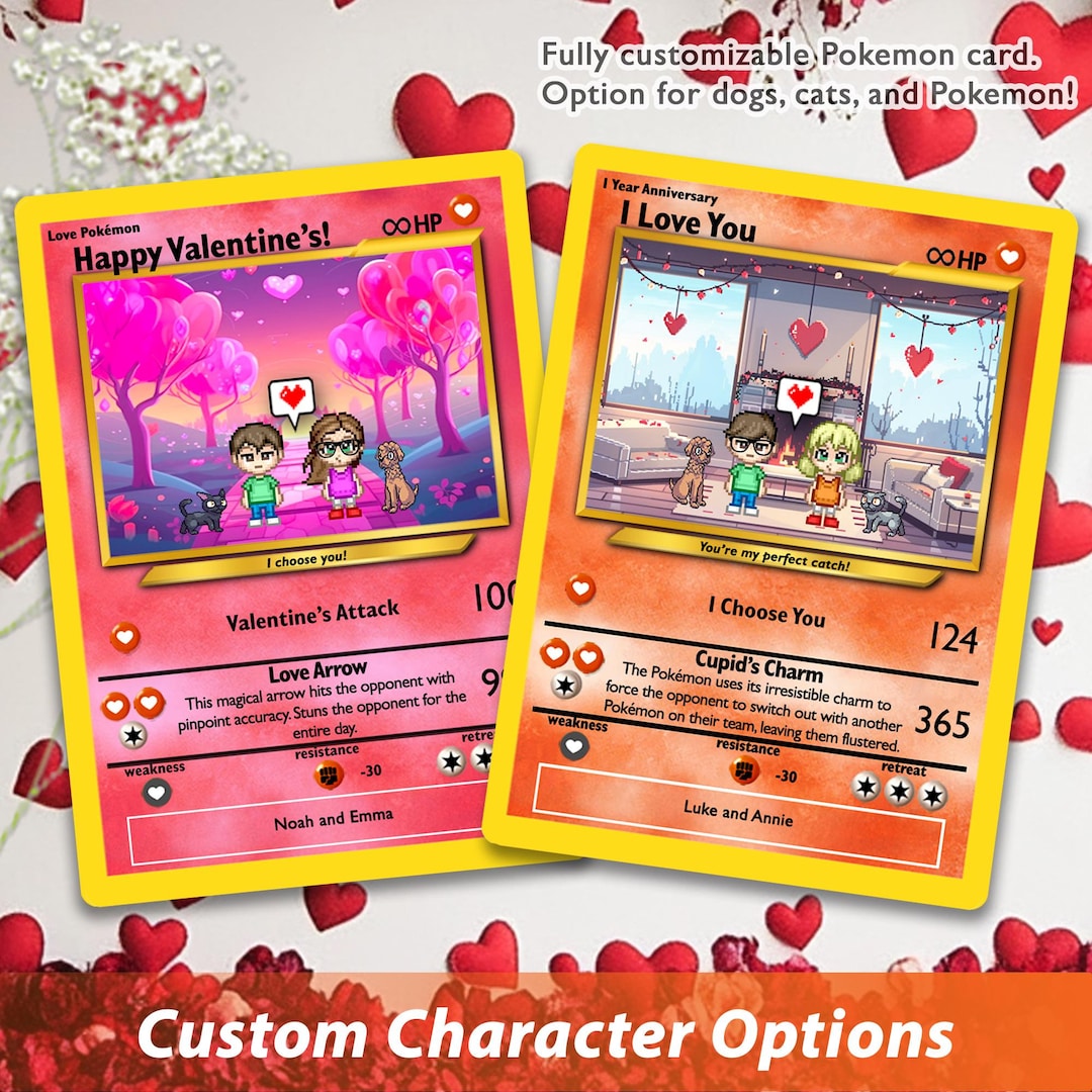 Custom Pokemon Valentine's Day Card, Personalized Pokemon Card, Custom ...