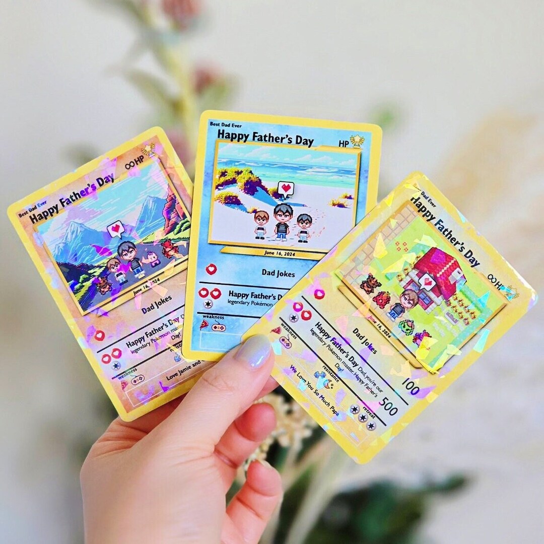 Pokemon Father's Day Card, Custom Pokemon Card, Father's Day Gift ...