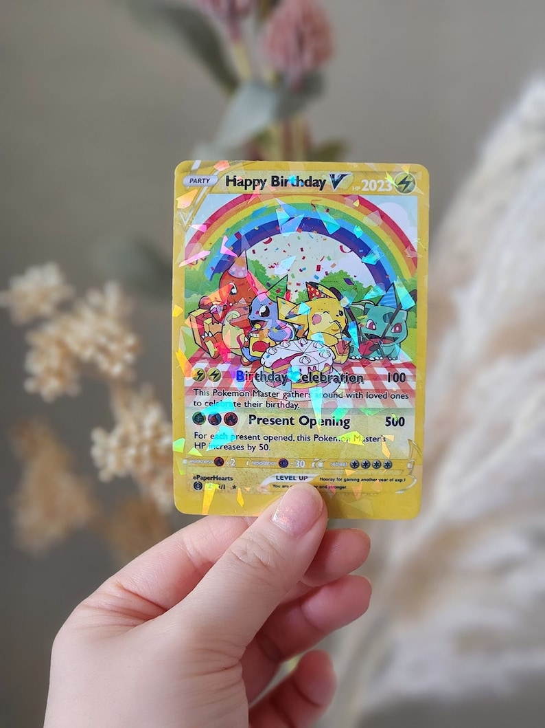 Pokemon Birthday Card Custom Pokemon Card Pokemon Gift - Etsy