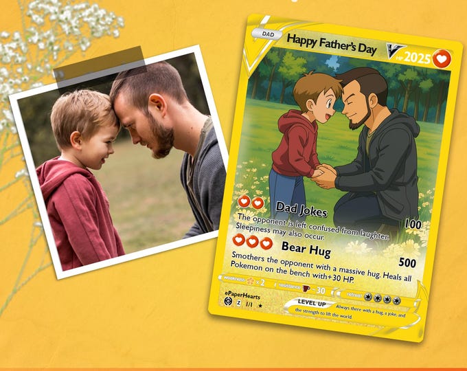Father's Day Pokemon Card, Custom Pokemon Card, Gift for Dad, Father's ...