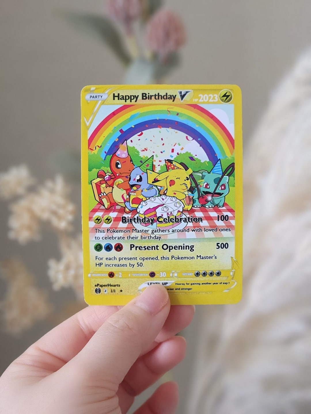 Pokemon Birthday Card, Custom Pokemon Card, Pokemon Gift, Pokemon Card ...