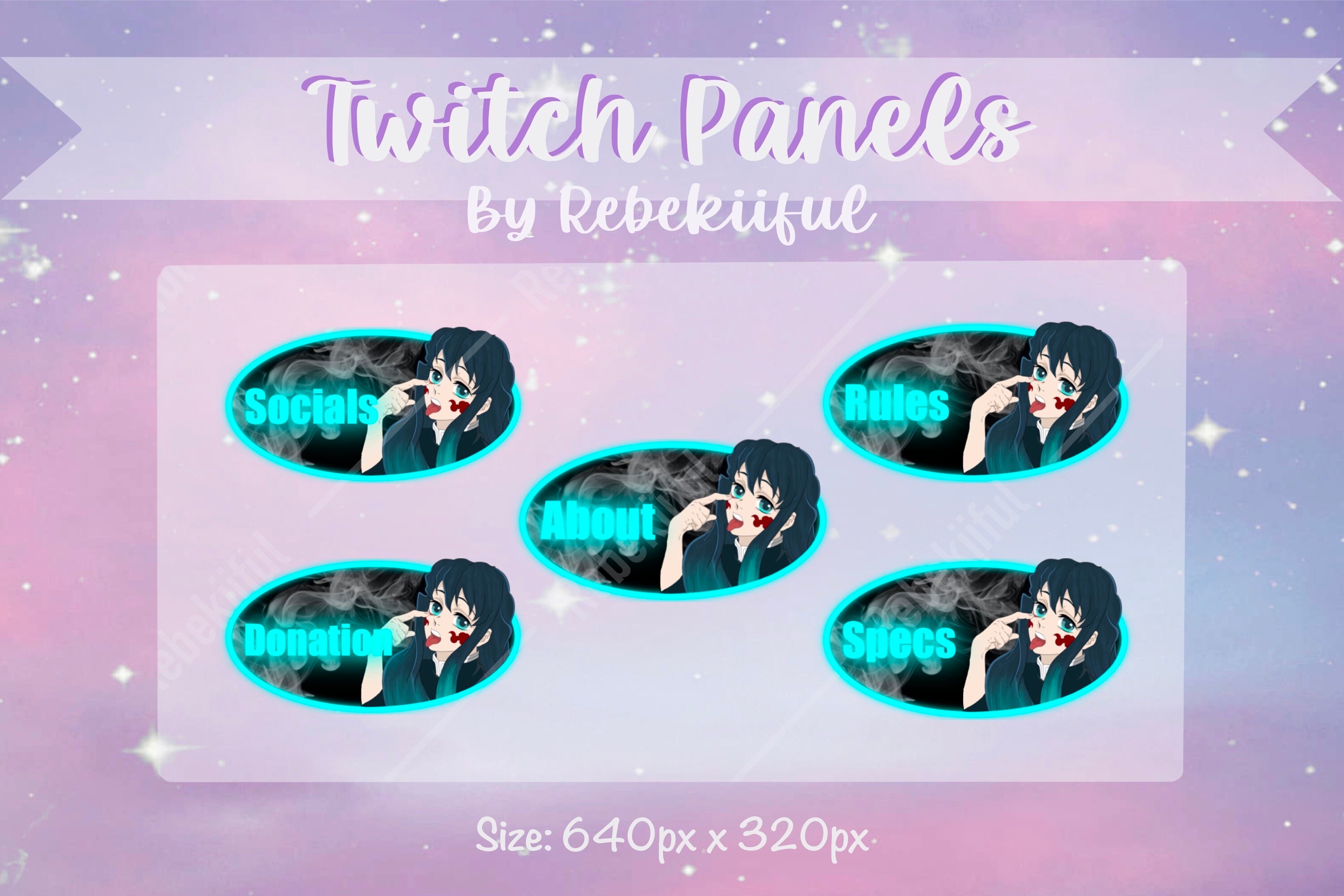 Demon Slayer Muichiro Twitch Panels - Etsy