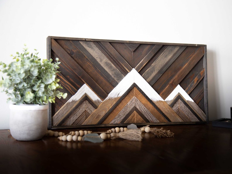 Mountain Wall Art/ Rustic Wall Decor/ Nursery Geometric - Etsy