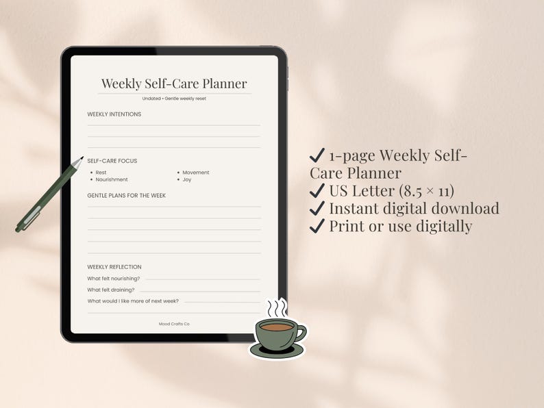 Weekly Self-care Planner | Gentle Reset Worksheet (digital Download) - Etsy
