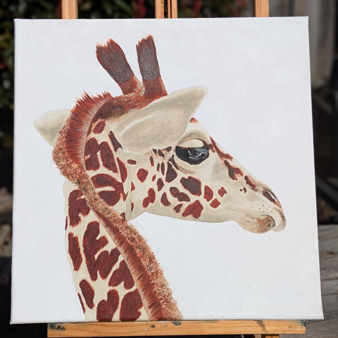 Hand-painted Giraffe Oil Painting on Canvas – African Animals Art ...