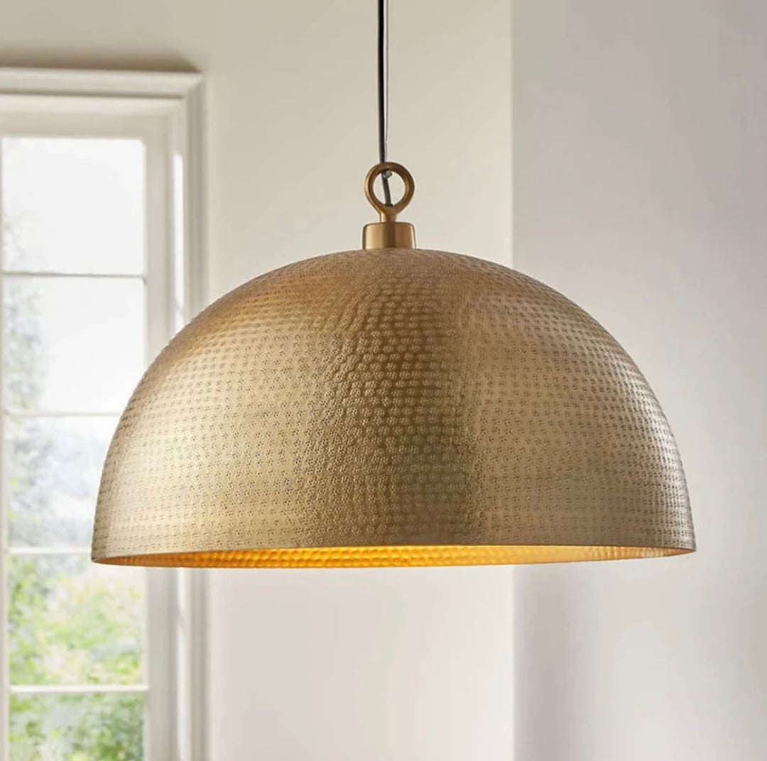 Hammered Brass Dome Light Fixture – Solid Brass Pendant Lamp – Moroccan ...