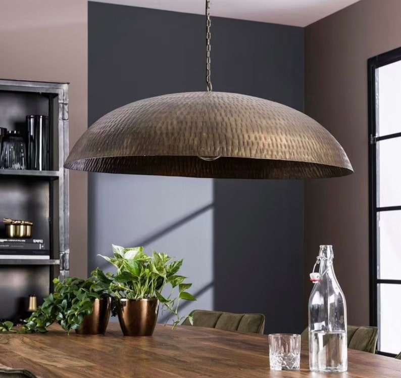 Hammered Antique Brass Dome Light Fixture Handmade Pendant - Etsy