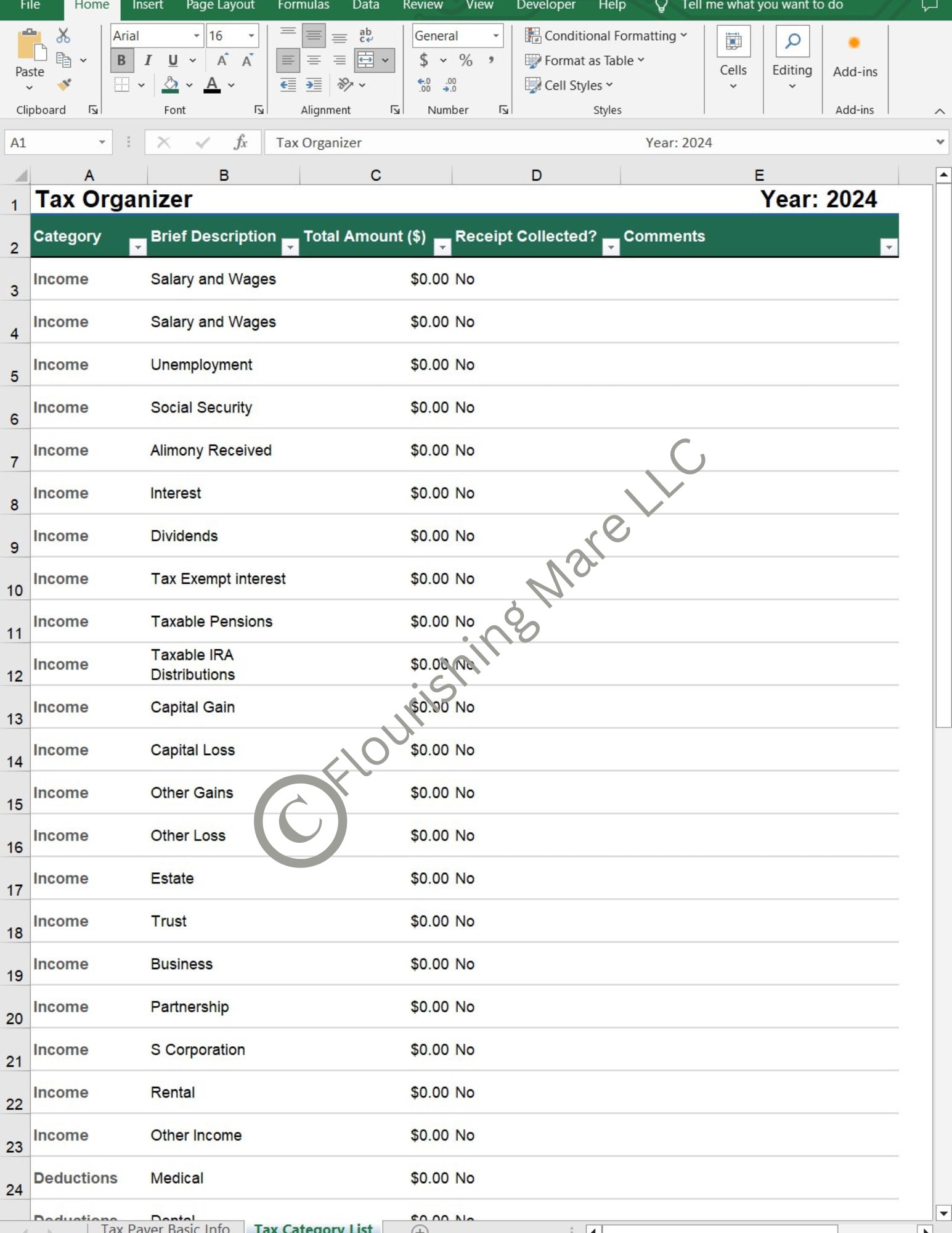 Tax Preparation Checklist, IRS, Tax Prep Template, Personal Finance ...