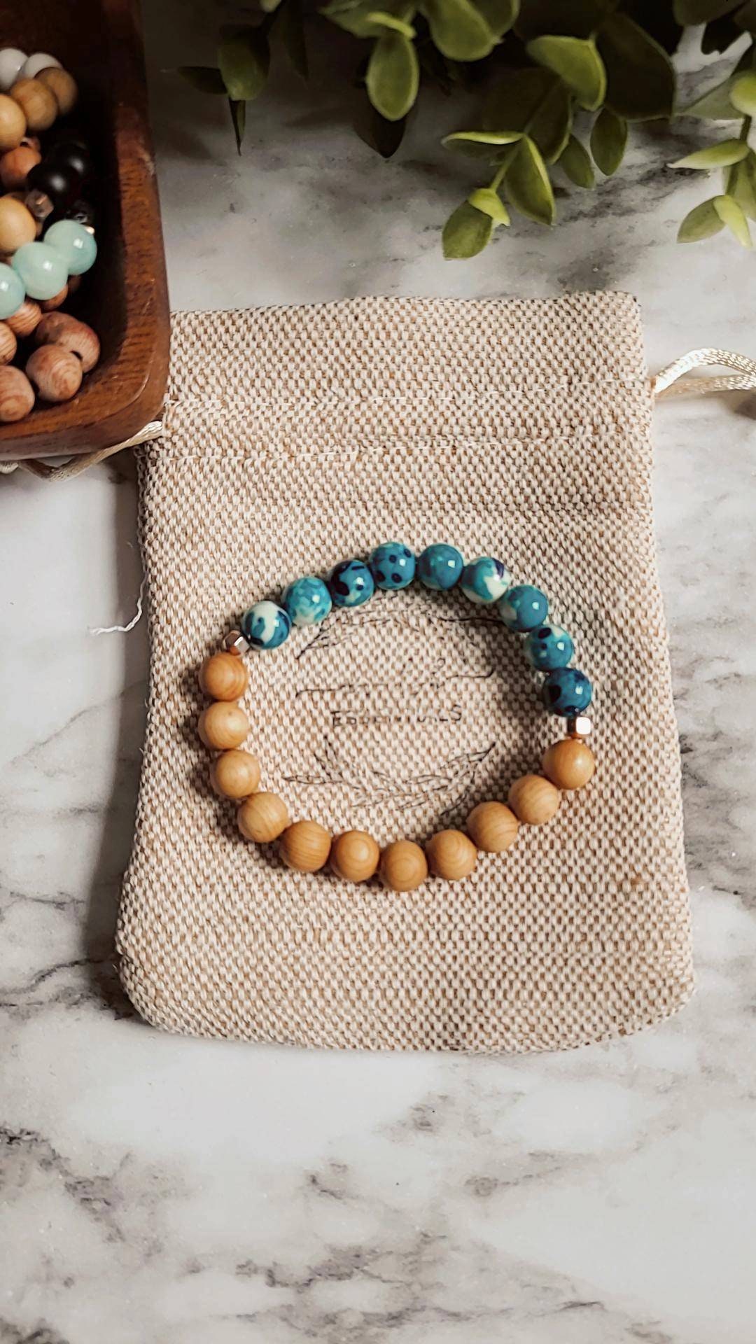 Blue Rainflower Jasper Cedarwood Diffuser Bracelet Teacher - Etsy