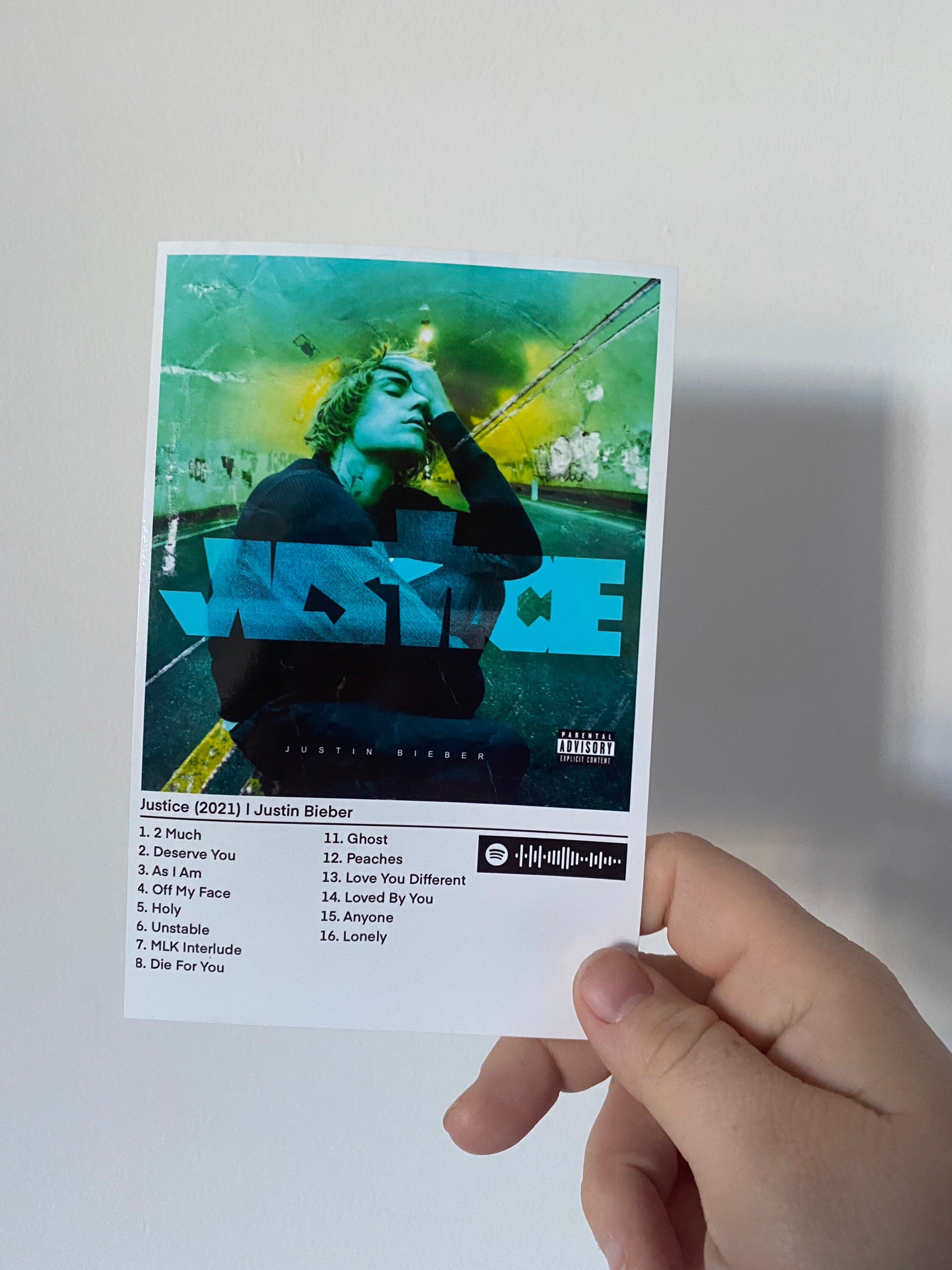 Justin Bieber Justice Album Mini Spotify Print Polaroid | Etsy