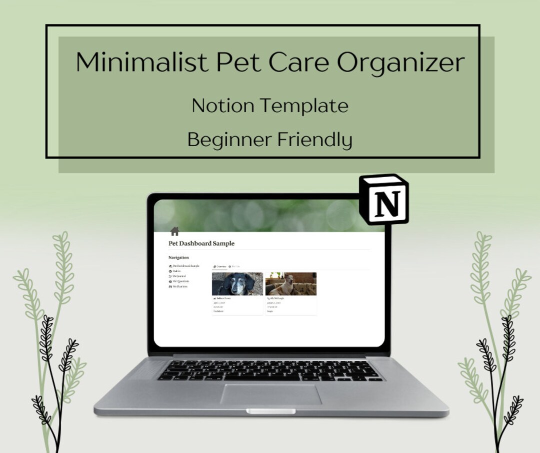 Notion Template for Pet Care, Pet Organizer Template, Minimalist ...
