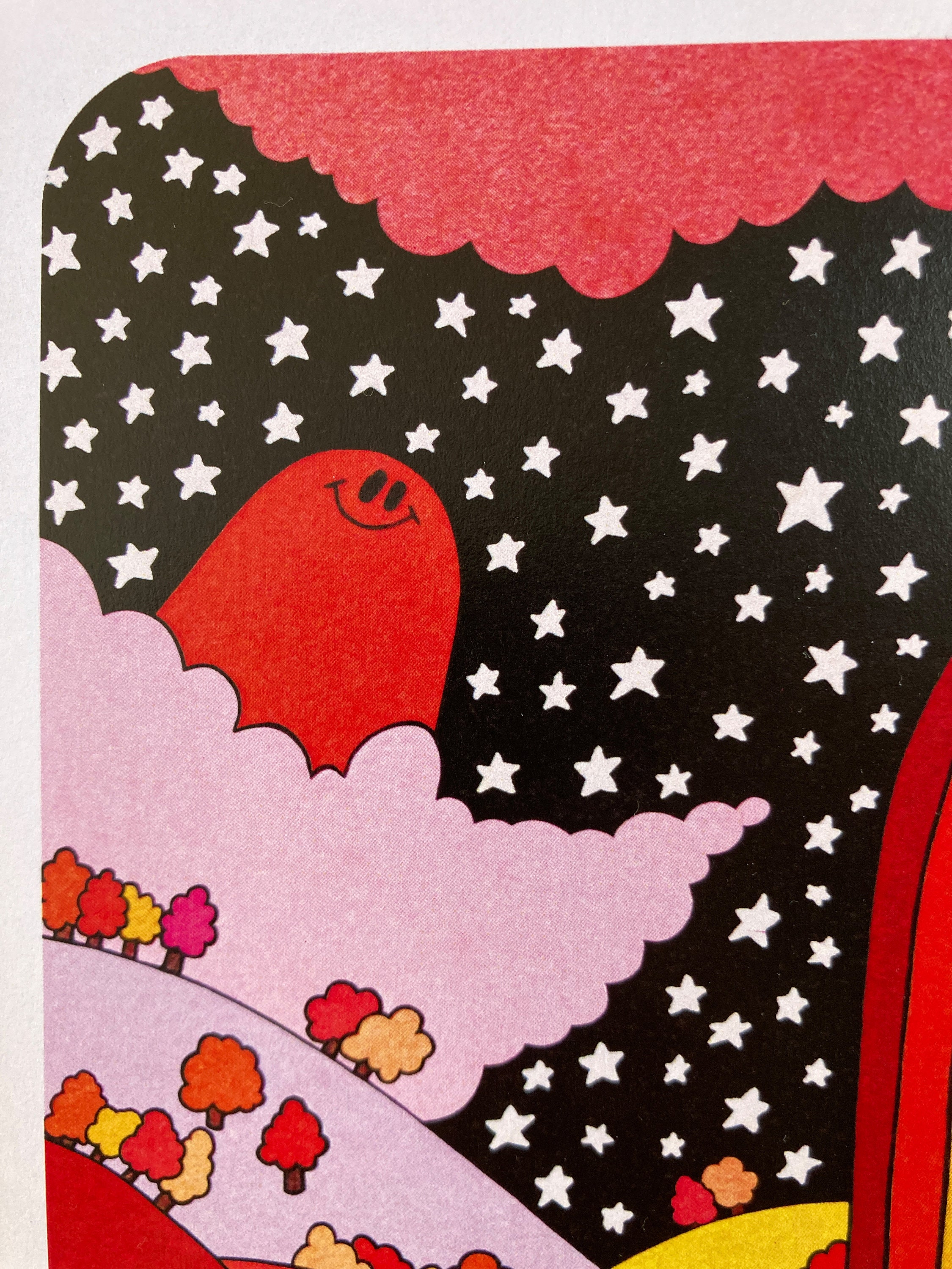 Psychedelic Landscape Print 70s Landscape Art Print Trippy - Etsy