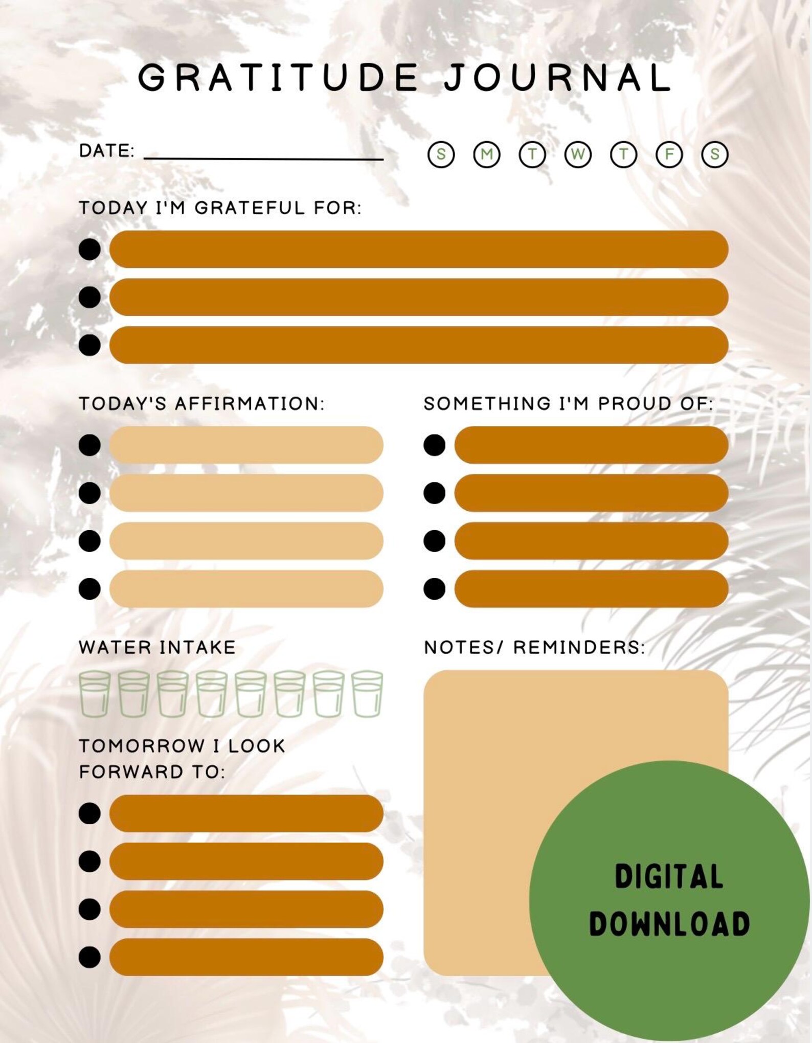 Digital Gratitude Journal Sheet - Etsy