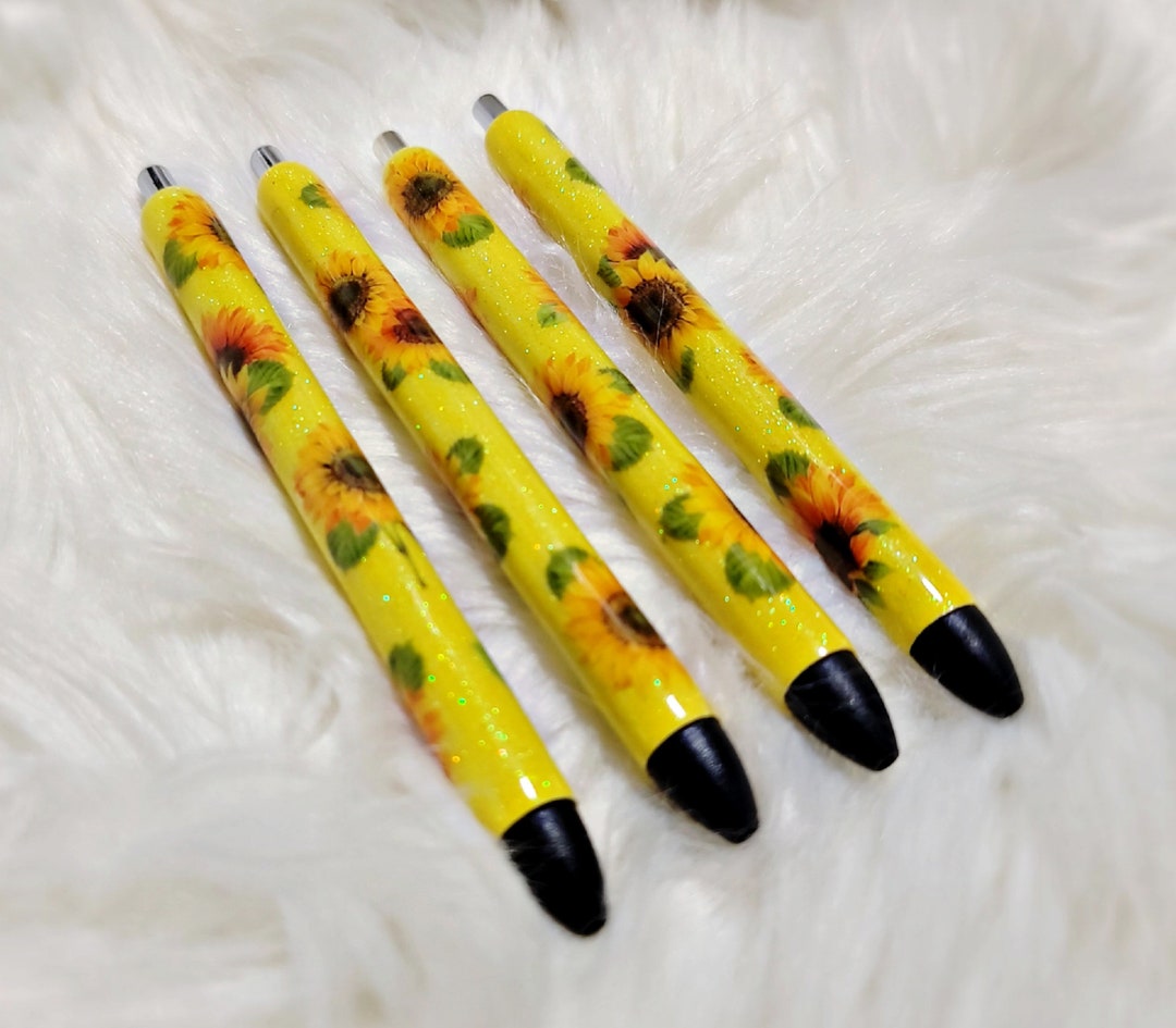 Sunflower Glitter Pens. Sunflower Epoxy Pens. Resin Pens. Teacher Gifts ...