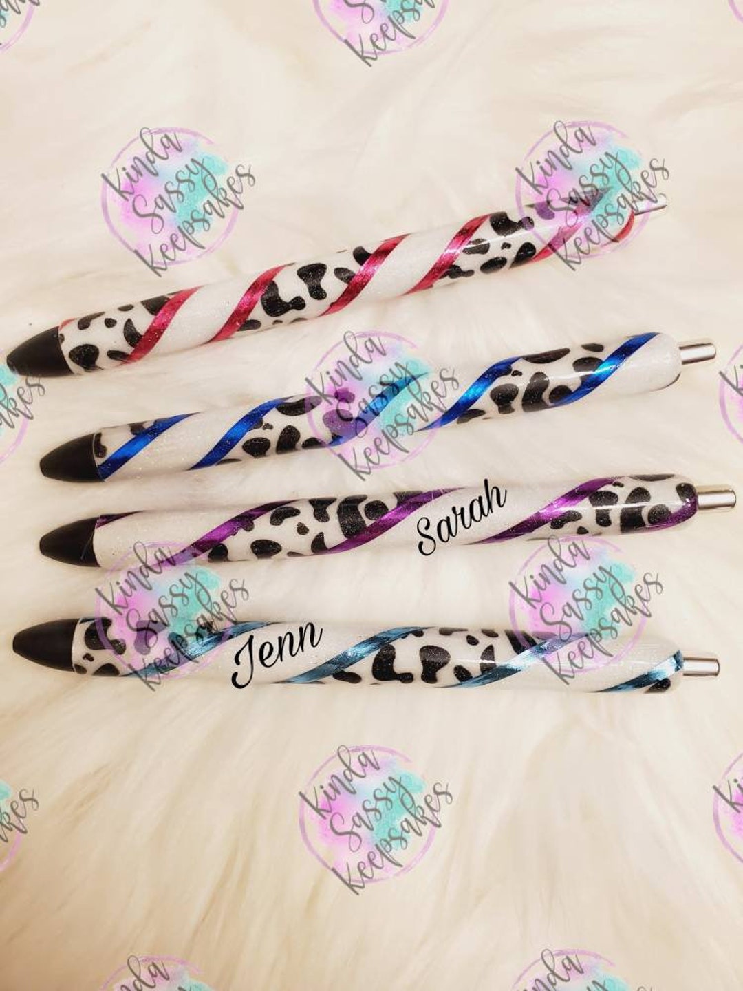 Cow Print Glitter Pens. Custom Resin Pens. Inkjoy Gel Pens. - Etsy ...