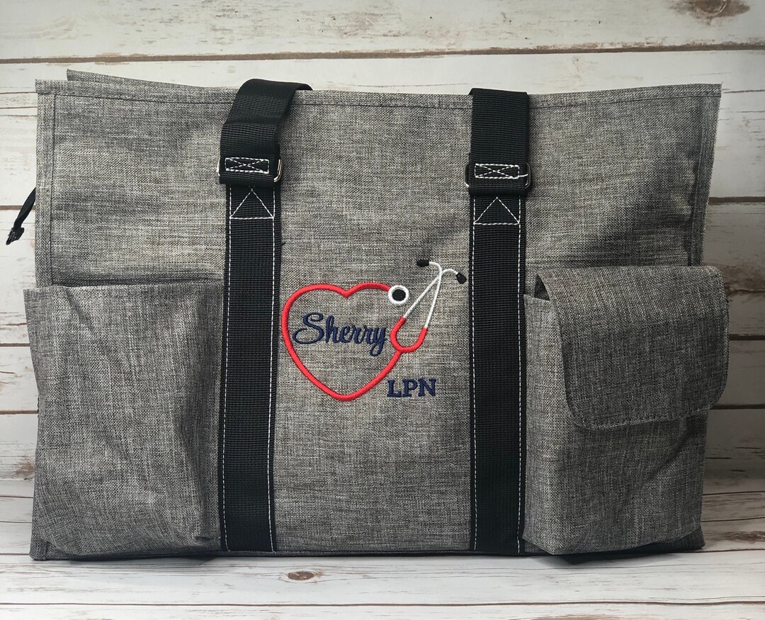 Nurse Tote Personalized, Zippered Caddy Organizer Tote Bag, Nurse Gifts ...