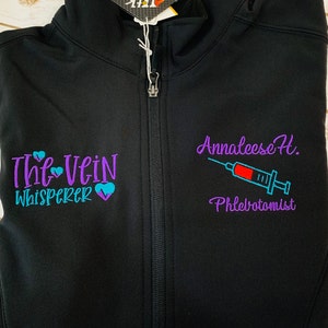 Phlebotomy Jacket, Vein Whisperer, Women's Embroidered Jacket, Nurse ...