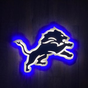 LED Detroit Lions Sign. Bedroom, Man Cave, Arcade, Bar. - Etsy