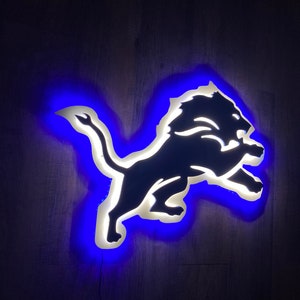 LED Detroit Lions Sign. Bedroom, Man Cave, Arcade, Bar. - Etsy
